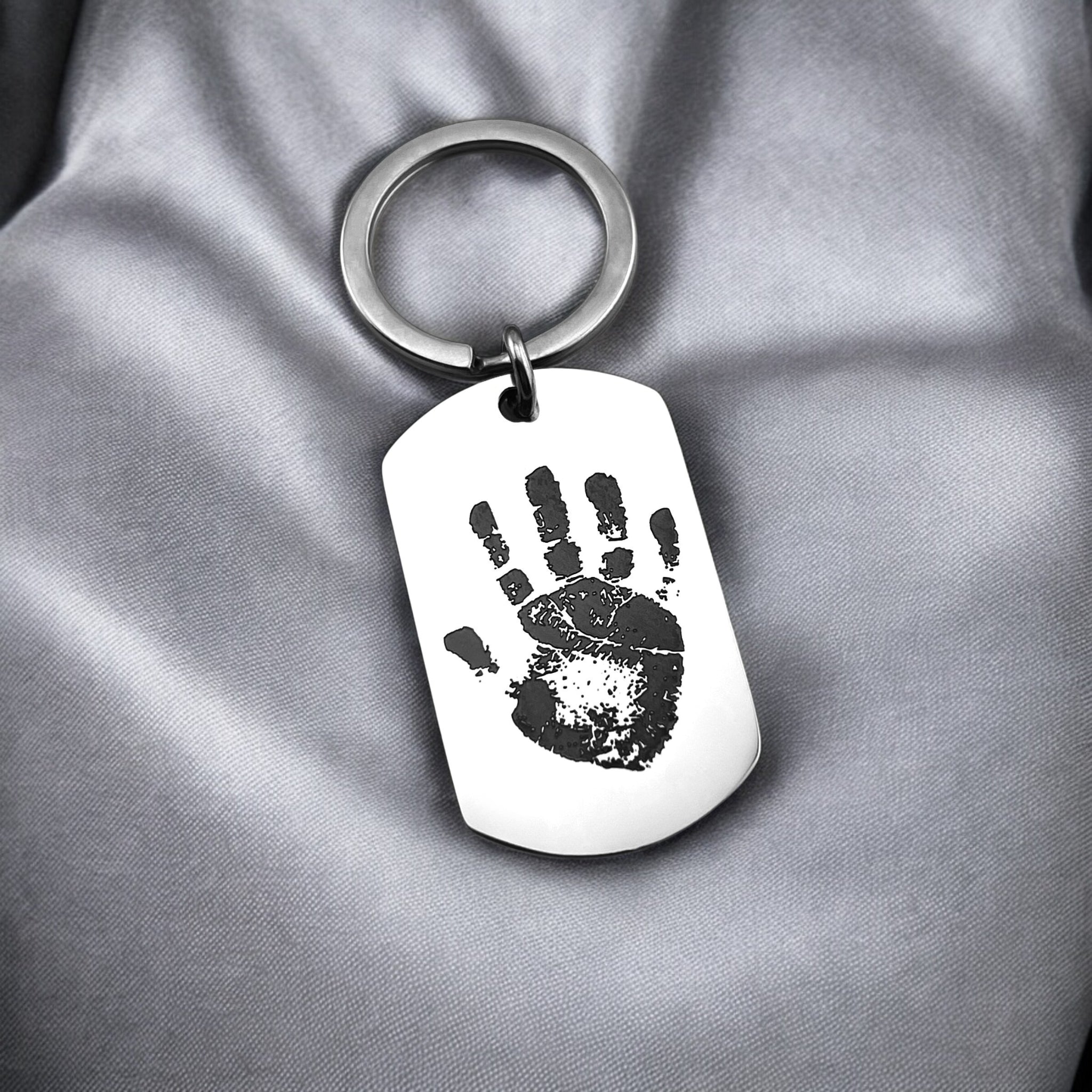 Handprint Flat Bar Keychain | Memorial Jewellery – MemoriesMade